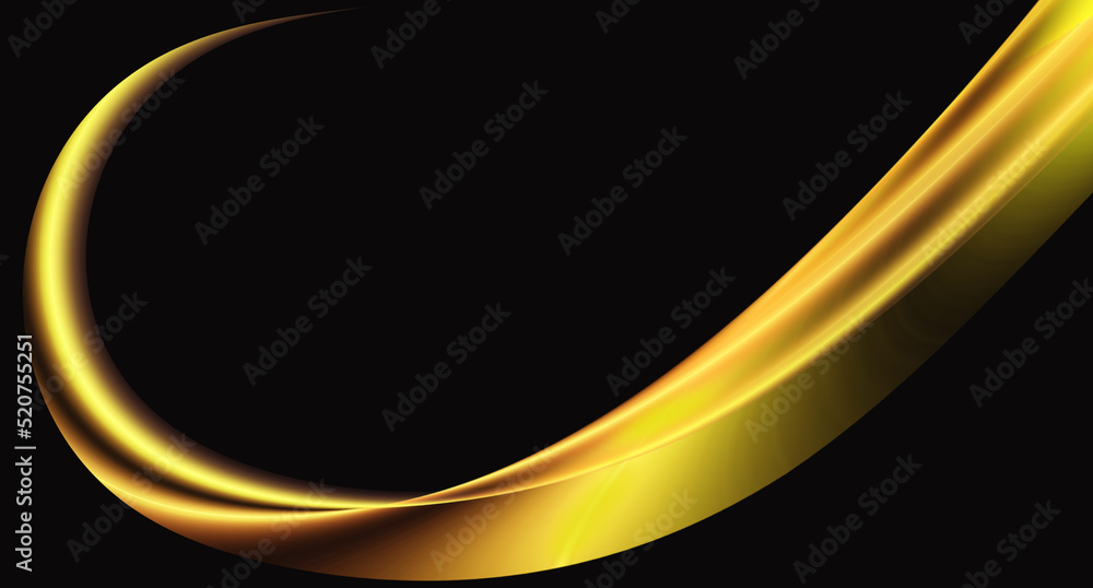 Abstract Yellow Curved Lines on Black Background Stock Photo | Adobe Stock