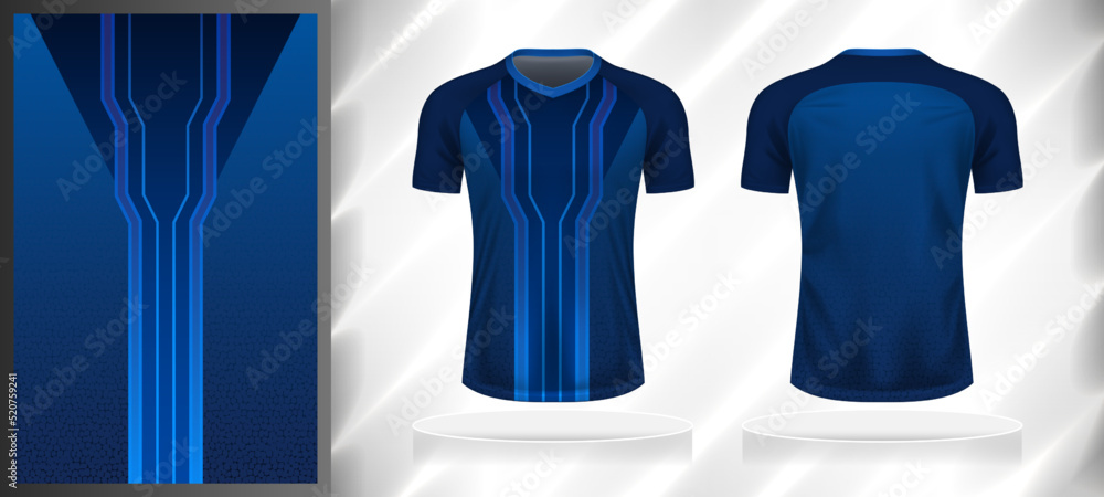 Vector sport pattern design template for V-neck T-shirt front and back ...