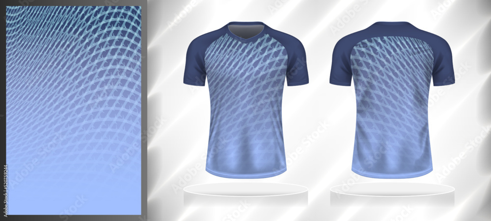 Vector sport pattern design template for V-neck T-shirt front and back ...