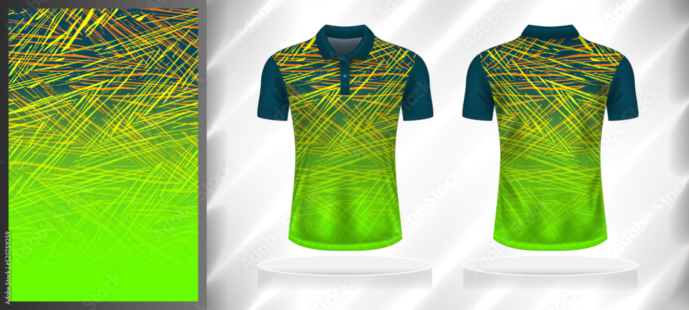 Vector sport pattern design template for Polo T-shirt front and back ...