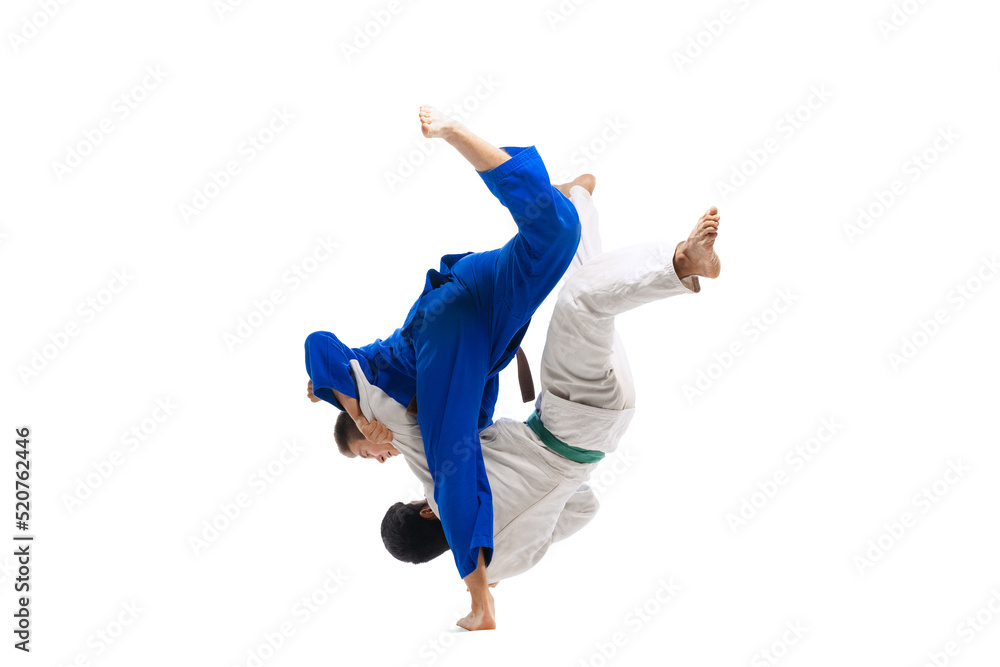 Portrait of two sportive men, professional martial arts fighters ...