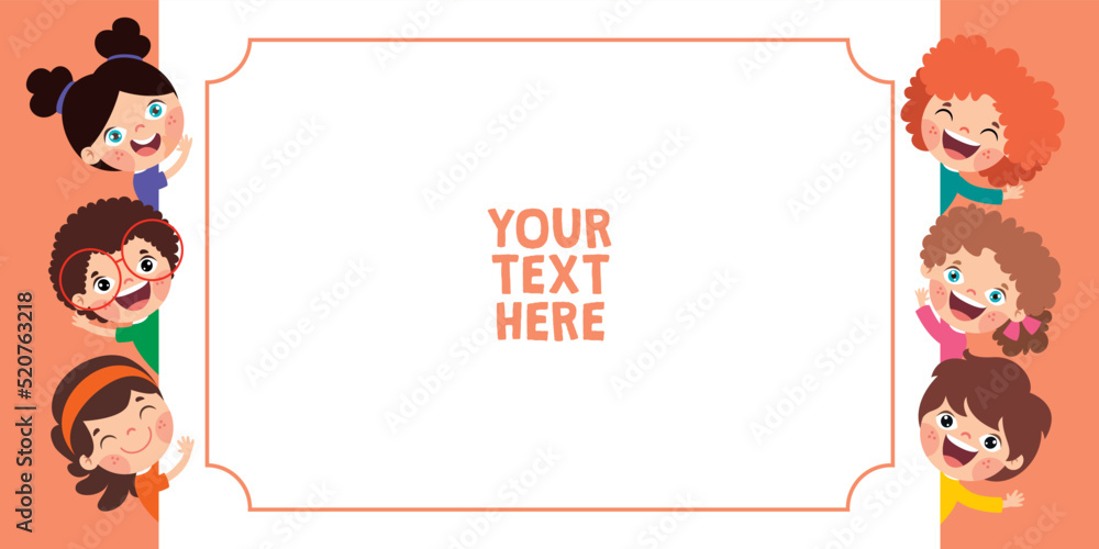 Cartoon Kids Holding Blank Frame Stock Vector | Adobe Stock