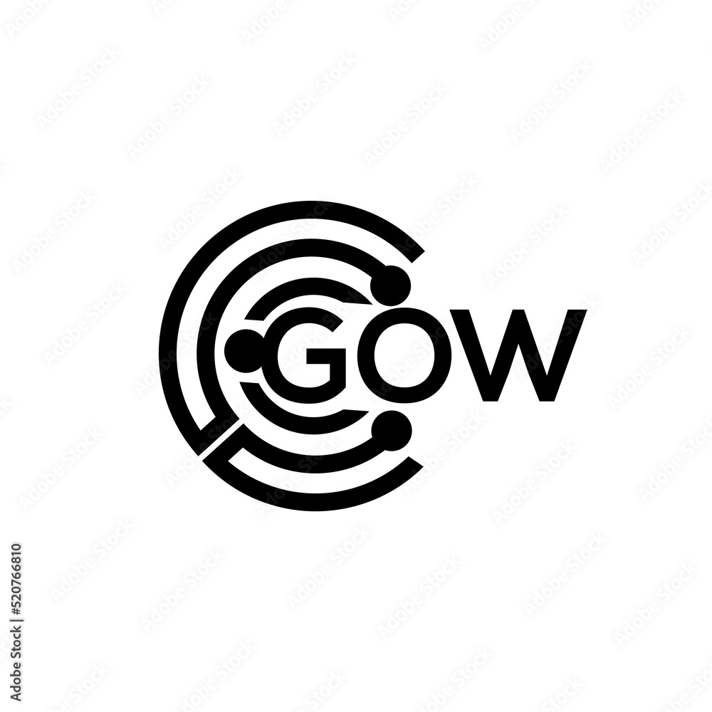 GOW letter technology initial creative logo design template vector ...