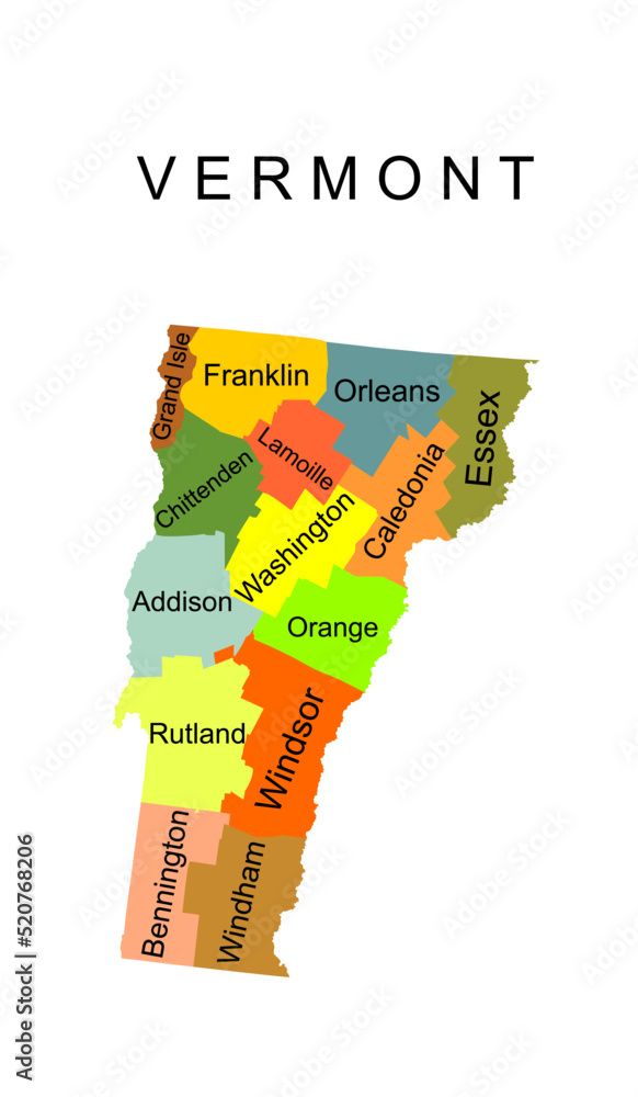 Colorful Vermont State Vector Map Silhouette Illustration Isolated On
