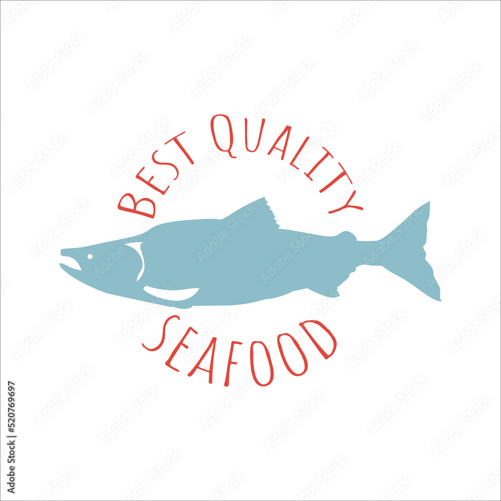 Best quality seafood logo design. Fish shop, market, restaurant label ...