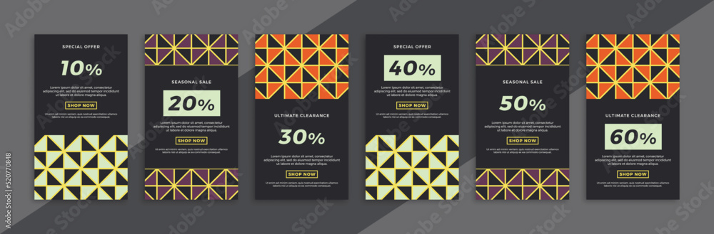 Vertical promotional web banners with trendy minimal geometric pattern ...