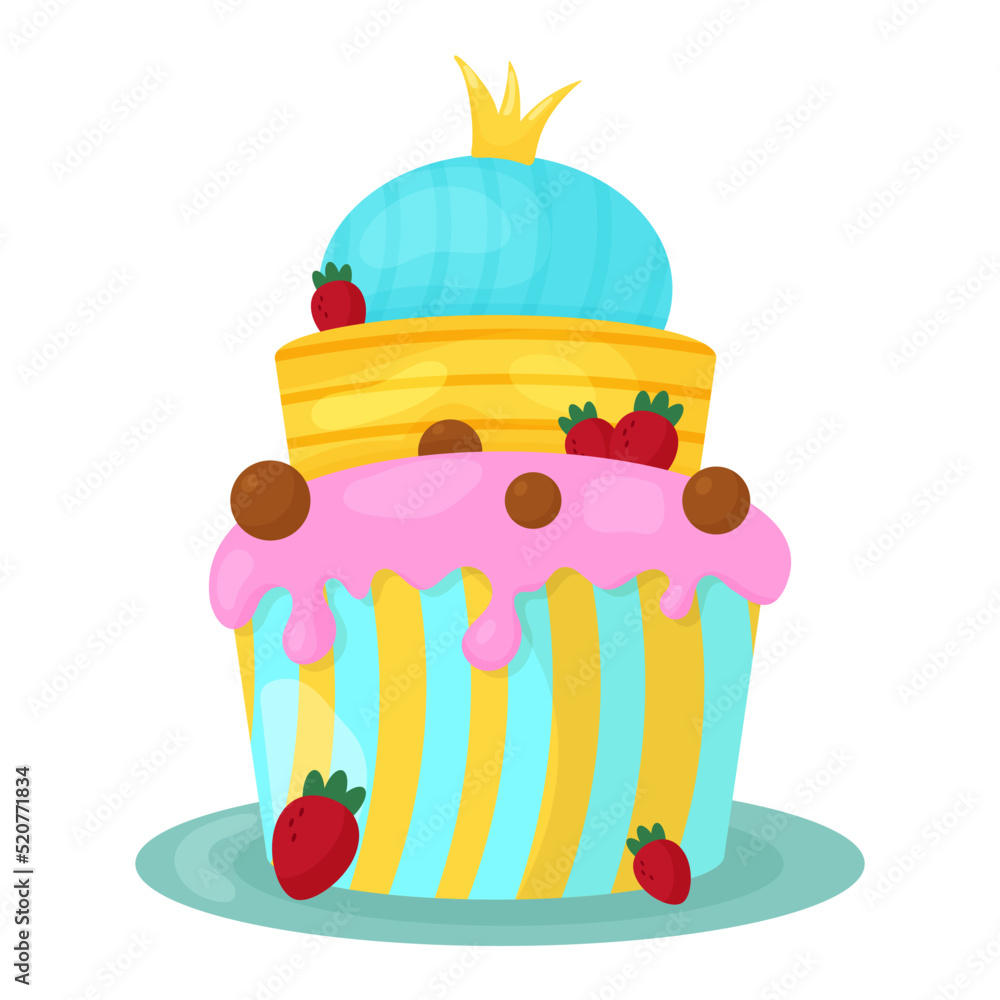Cartoon cake with chocolate icing Stock Vector | Adobe Stock