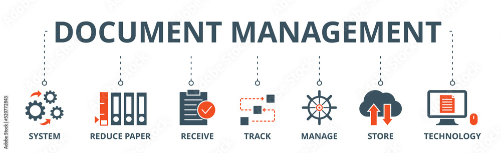 Document management banner web icon vector illustration concept with ...