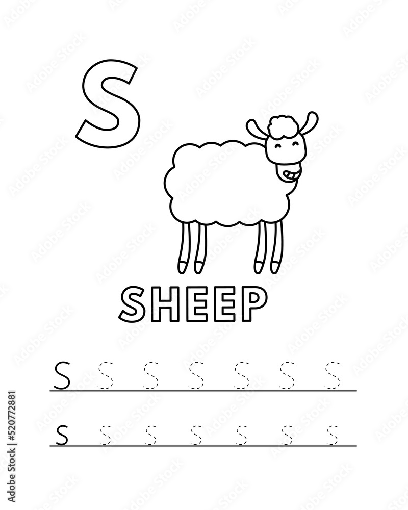 Alphabet with cute cartoon animals isolated on white background ...