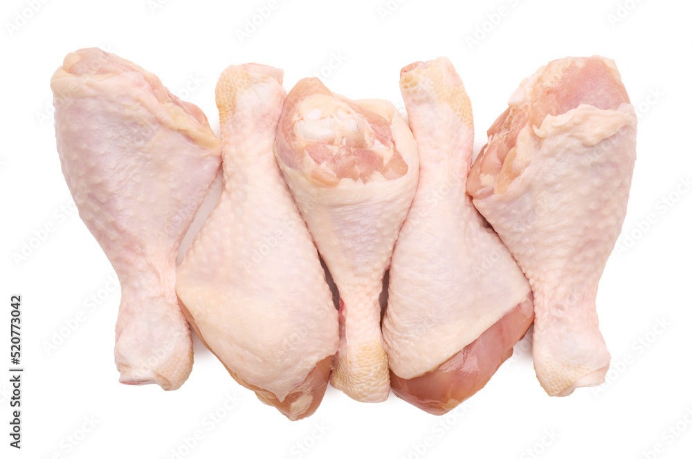 Raw chicken legs on white background isolated. Chicken meat. Diet meat ...