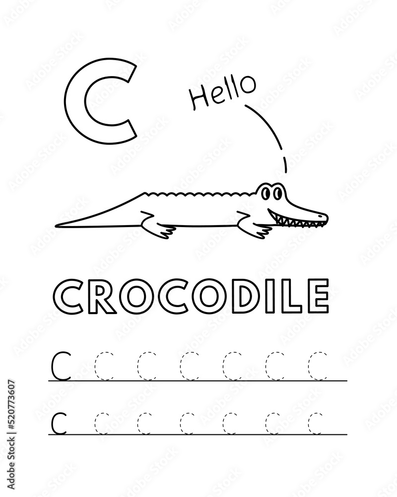 Alphabet with cute cartoon animals isolated on white background ...
