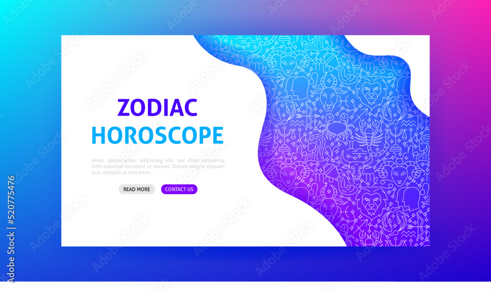 Zodiac Horoscope Landing Page. Vector Illustration of Outline Design ...