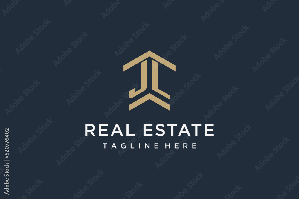 Initial JL logo for real estate with simple and creative house roof ...