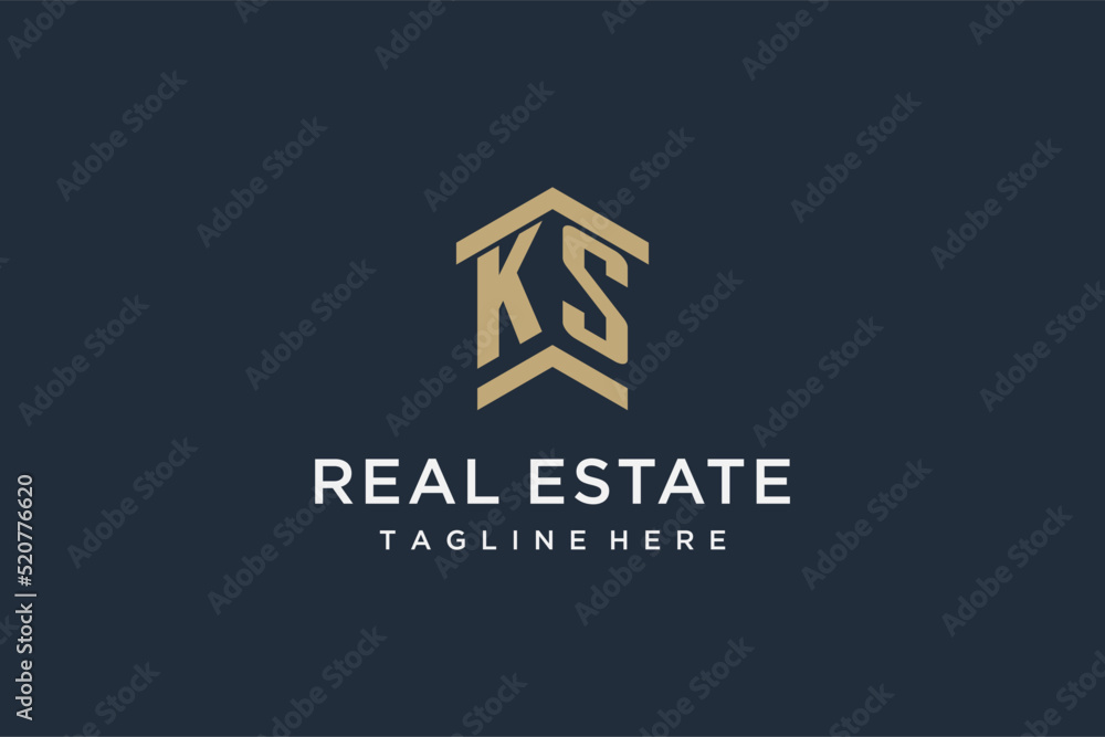 Initial KS logo for real estate with simple and creative house roof ...