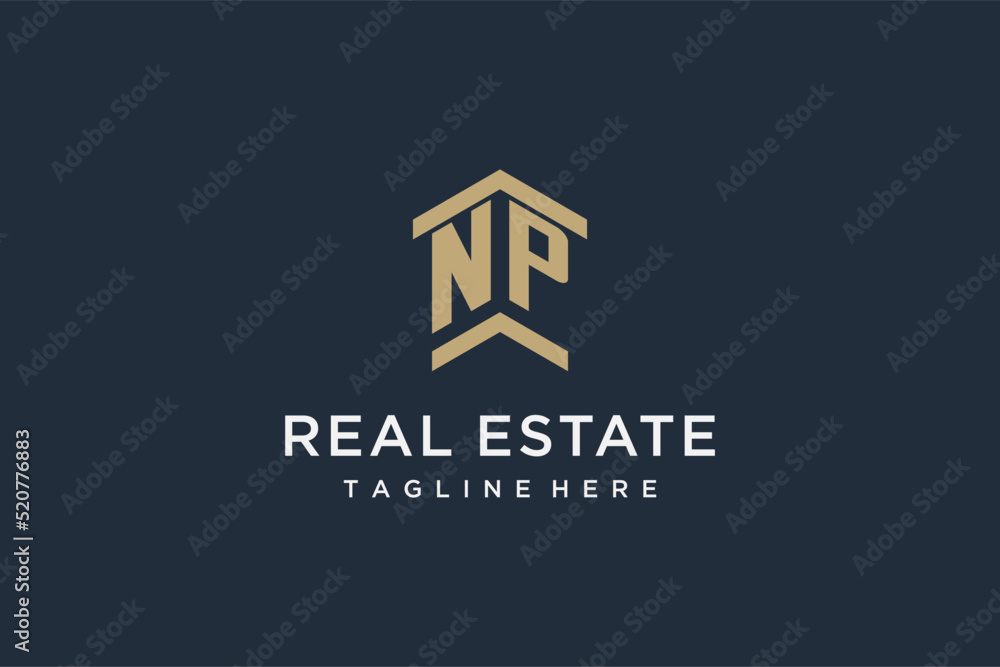 Initial NP logo for real estate with simple and creative house roof ...