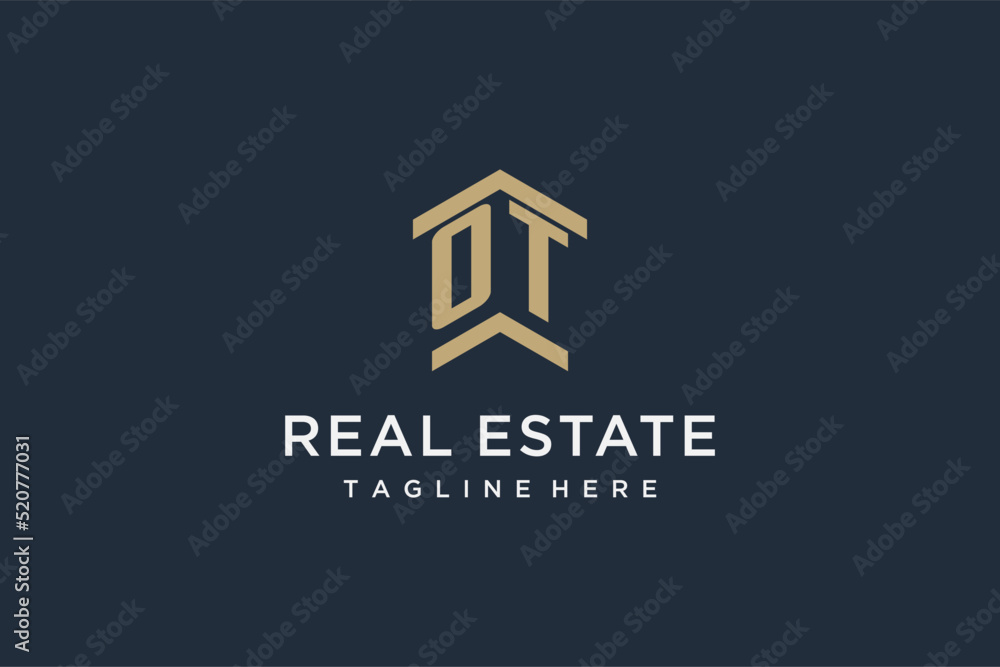Initial OT logo for real estate with simple and creative house roof ...