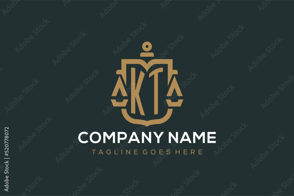 Initial KT logo for law firm with luxury modern scale and shield icon ...