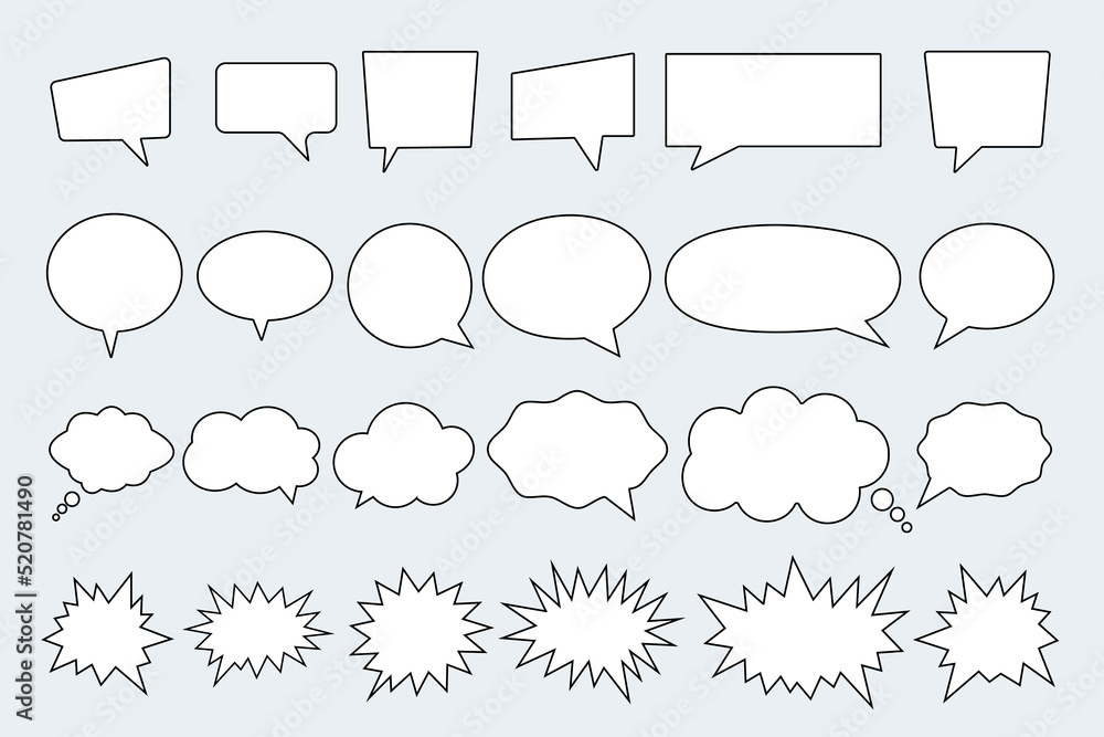 Big vector collection of empty speech bubbles. Talk bubble box. Speak ...