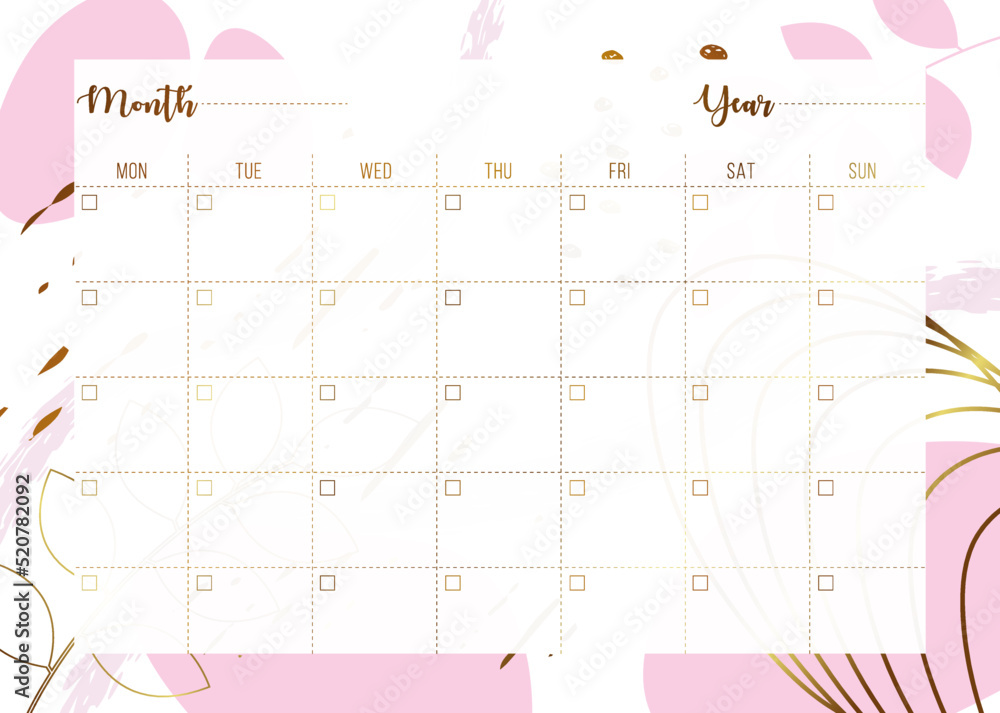 Monthly planner calendar template. Simple printable to do list ...