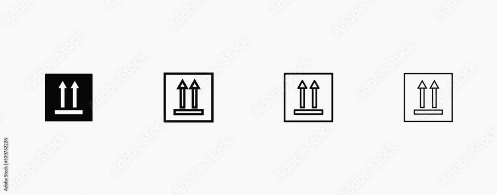 This way up packaging symbol. Horizontal line with two vertical arrows ...