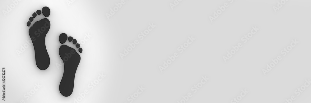 footprint of a man on a white background. black trail. the concept of ...