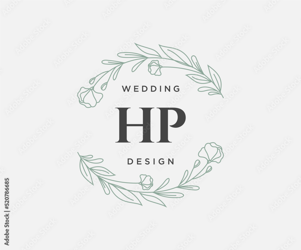 HP Initials letter Wedding monogram logos collection, hand drawn modern ...