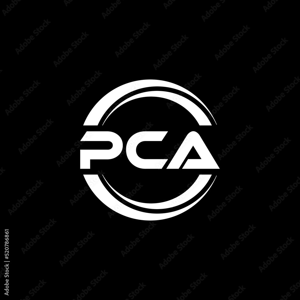 PCA letter logo design with black background in illustrator, vector ...