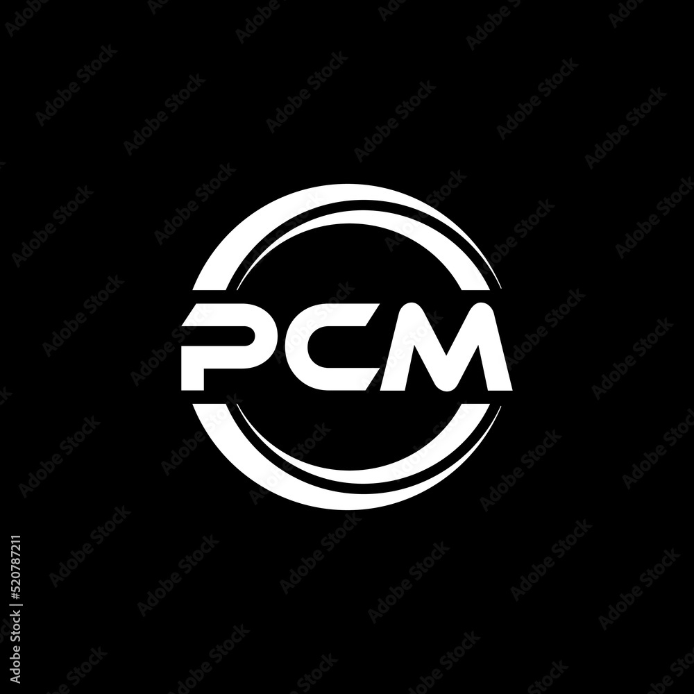 PCM letter logo design with black background in illustrator, vector ...