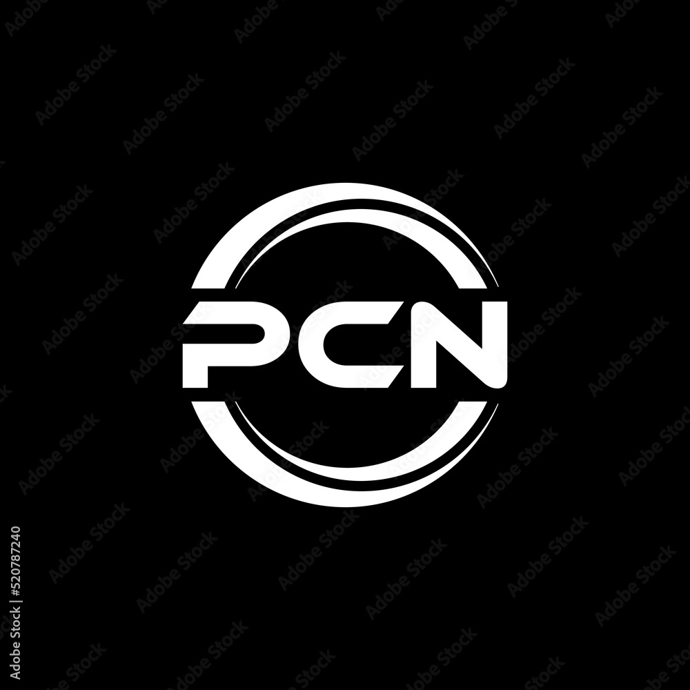 PCN letter logo design with black background in illustrator, vector ...