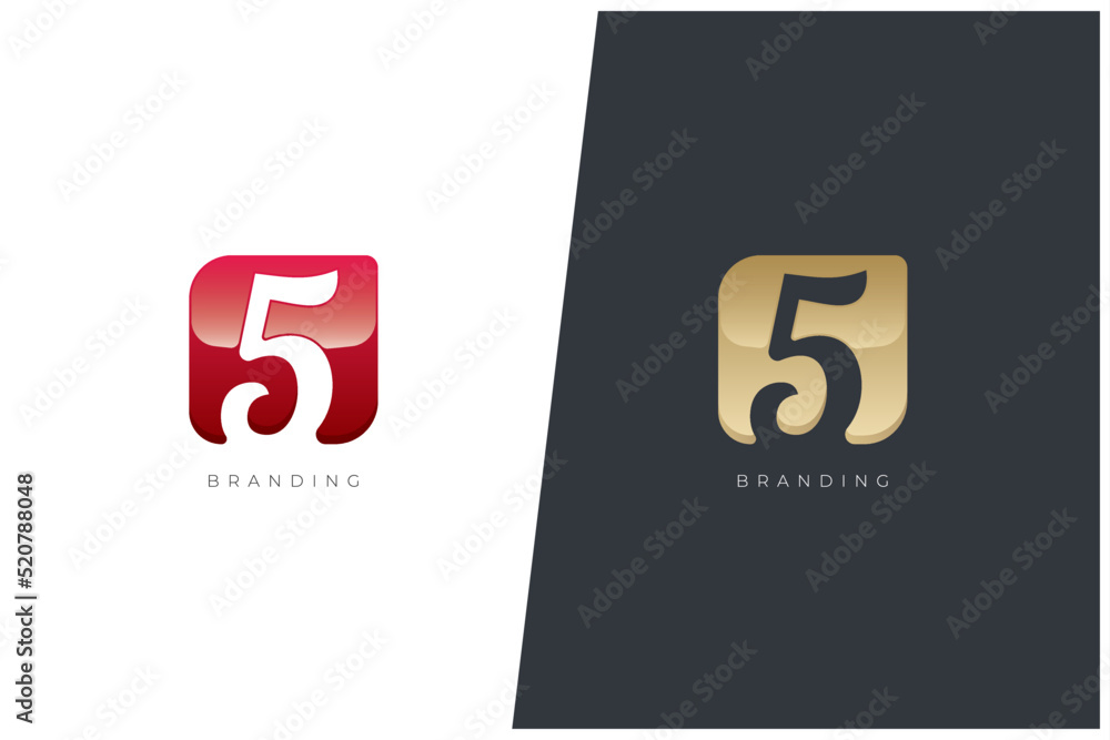 Cinco Five Number Vector Logo Concept Design Stock Vector | Adobe Stock