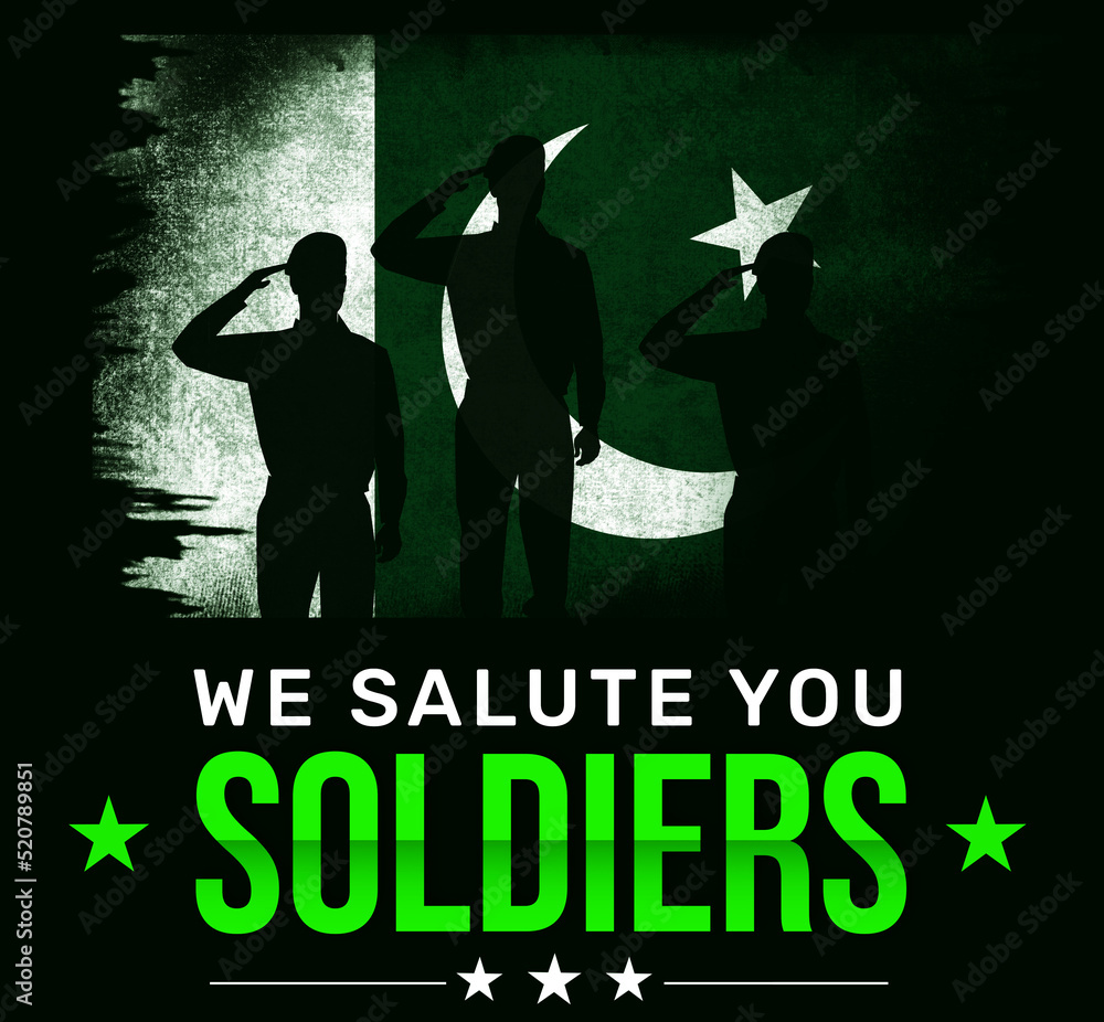 We Salute You Soldiers Backdrop with Pakistan Flag. Patriotic ...