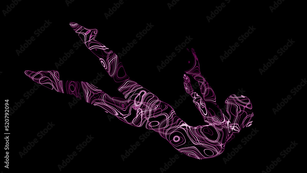 3D man of lines on black background. Design. 3D model of person made of ...