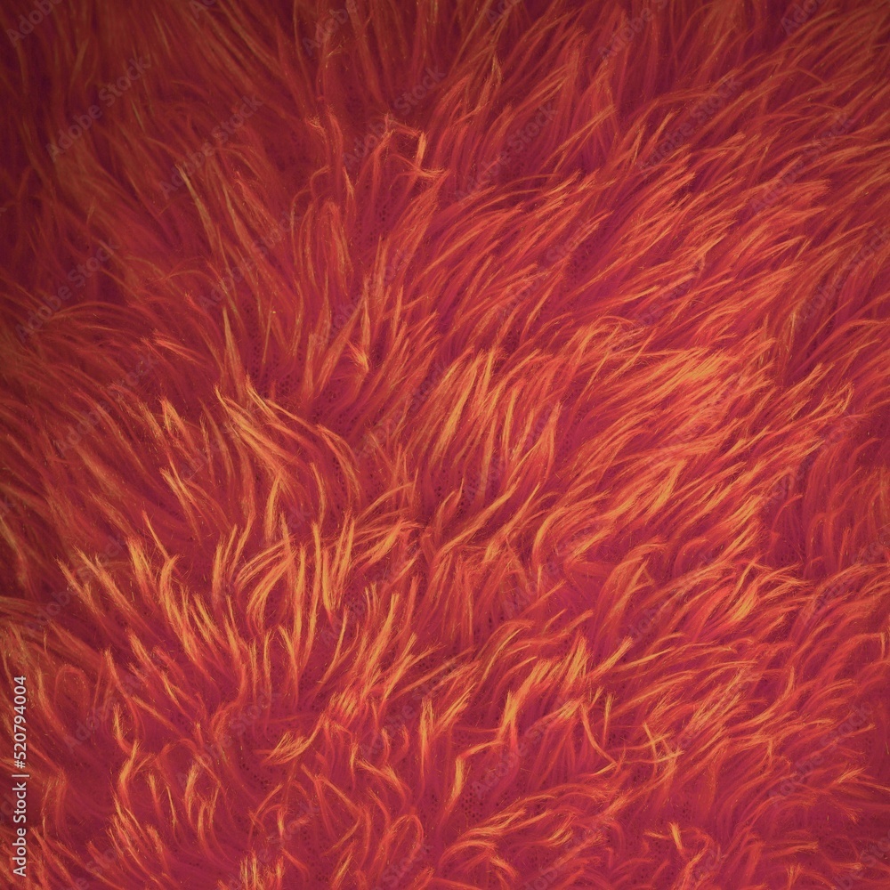 Bright red color furry texture backdrop close up. Texture of wool skin ...