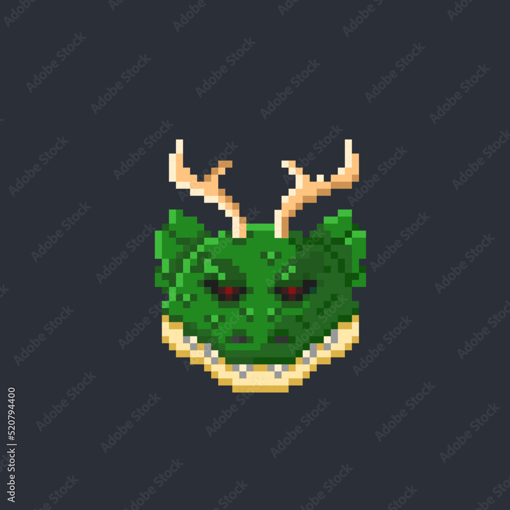 dragon head in pixel art style Stock Vector | Adobe Stock