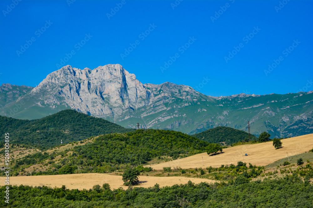 Mountain and amazing nature. Peak of the mountain. Top of Mount Khustup ...