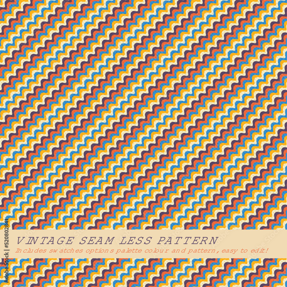vintage seamless pattern design with swatches options color palette and ...