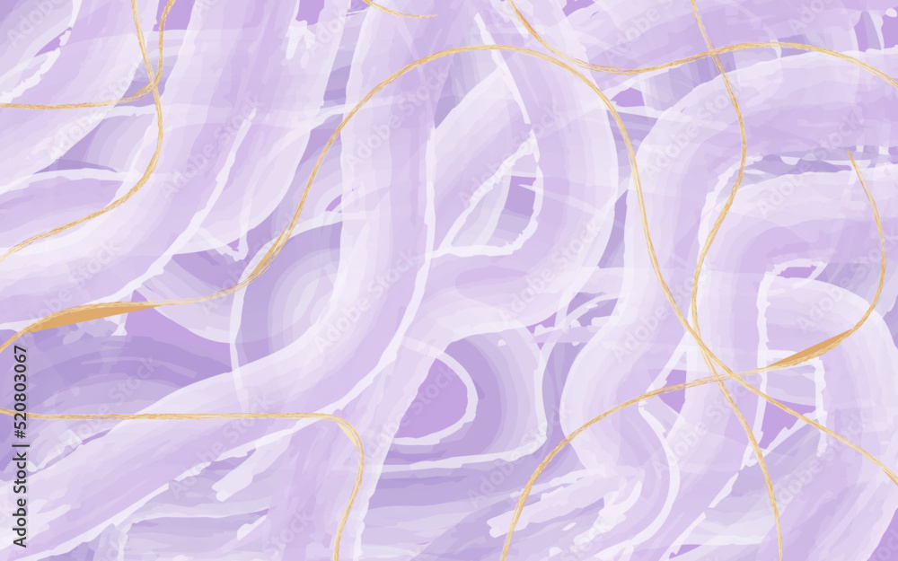 Lavender purple liquid watercolor background with gold stripes. Pastel ...