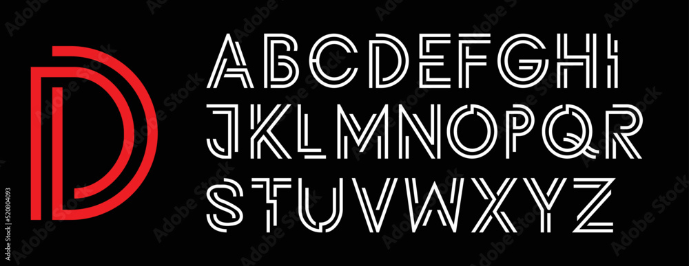 Double line creative minimal monogram font. Tech fonts for banner ...