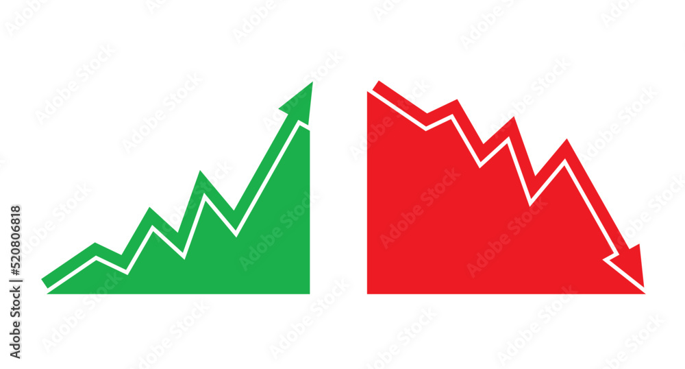 Graph Going Up And Down Sign With Green And Red Arrows Vector Flat graph-going-up-and-down-sign-with-green-and-red-arrows-vector-flat