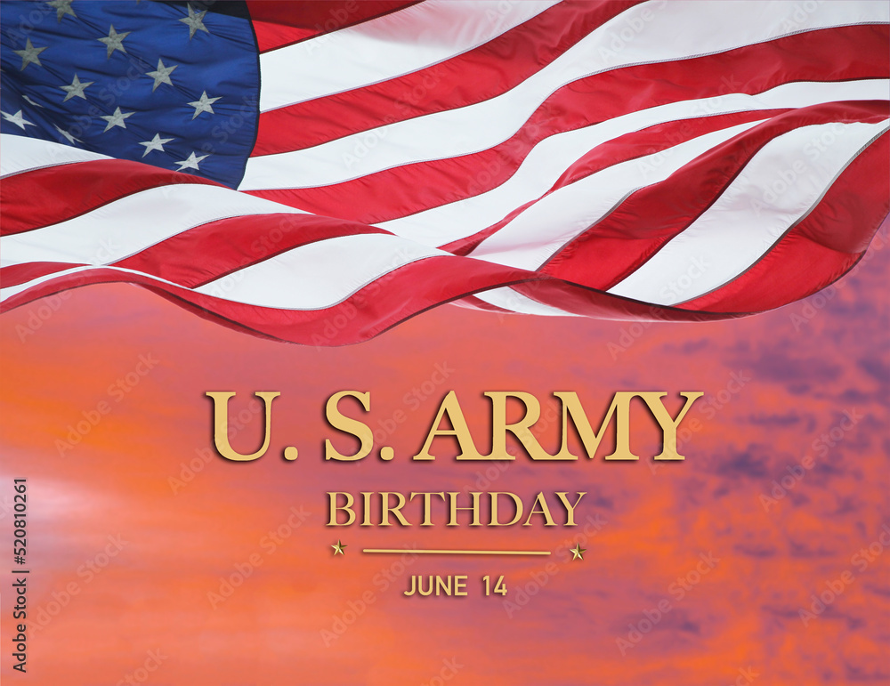 Foto de U.S. Army Birthday with American Flag Background do Stock ...