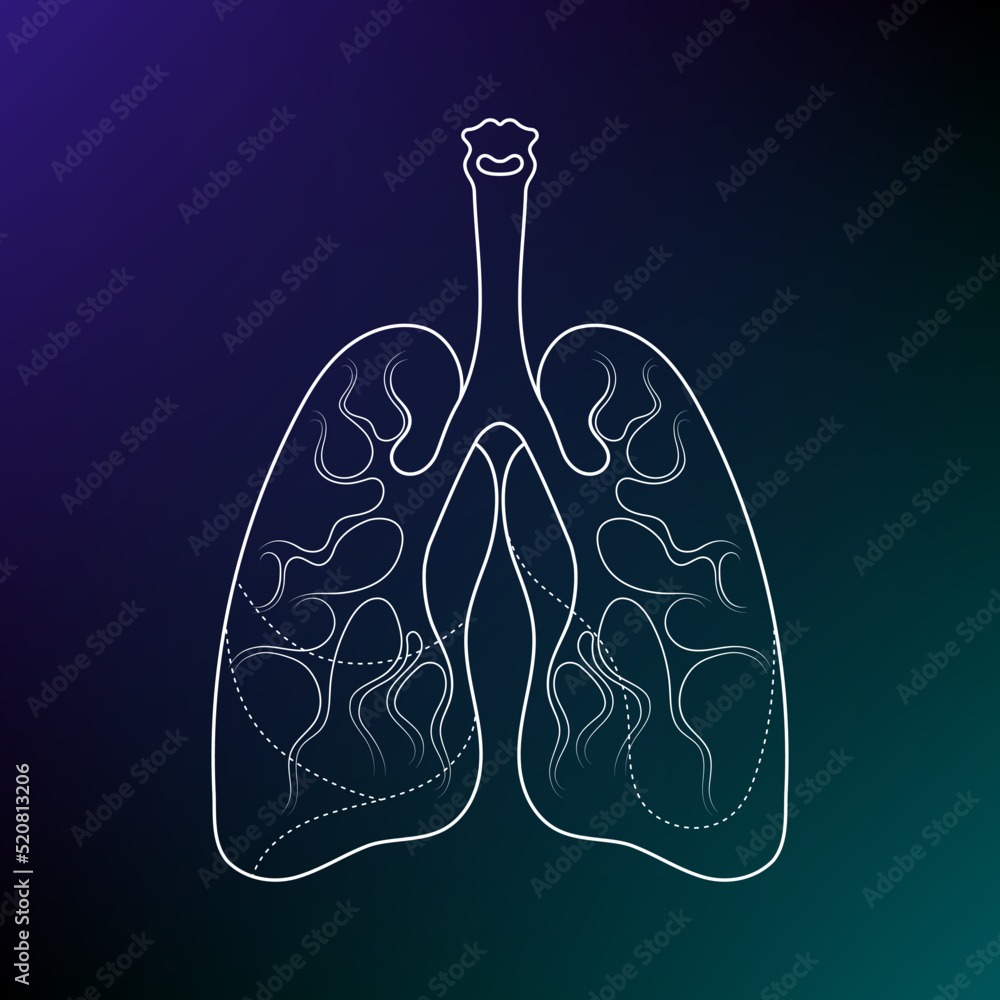 Minimal lungs and respiratory system illustration on gradient. Human ...