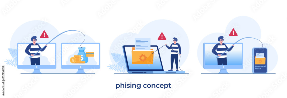 Phishing, Hacker Attack Concept. Hackers Stealing Personal Data. Internet Security with Tiny ...