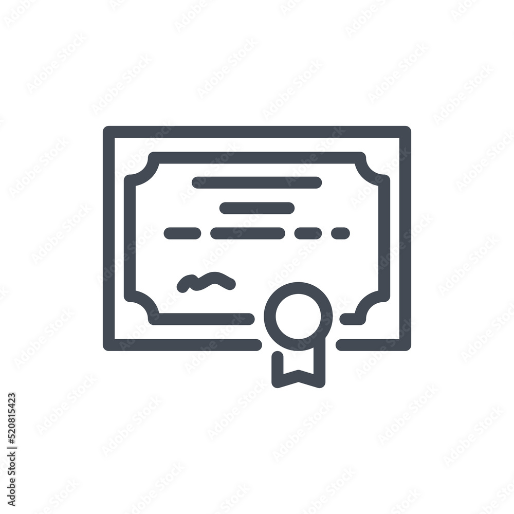 Certificate and license line icon. Diploma and Qualification degree ...