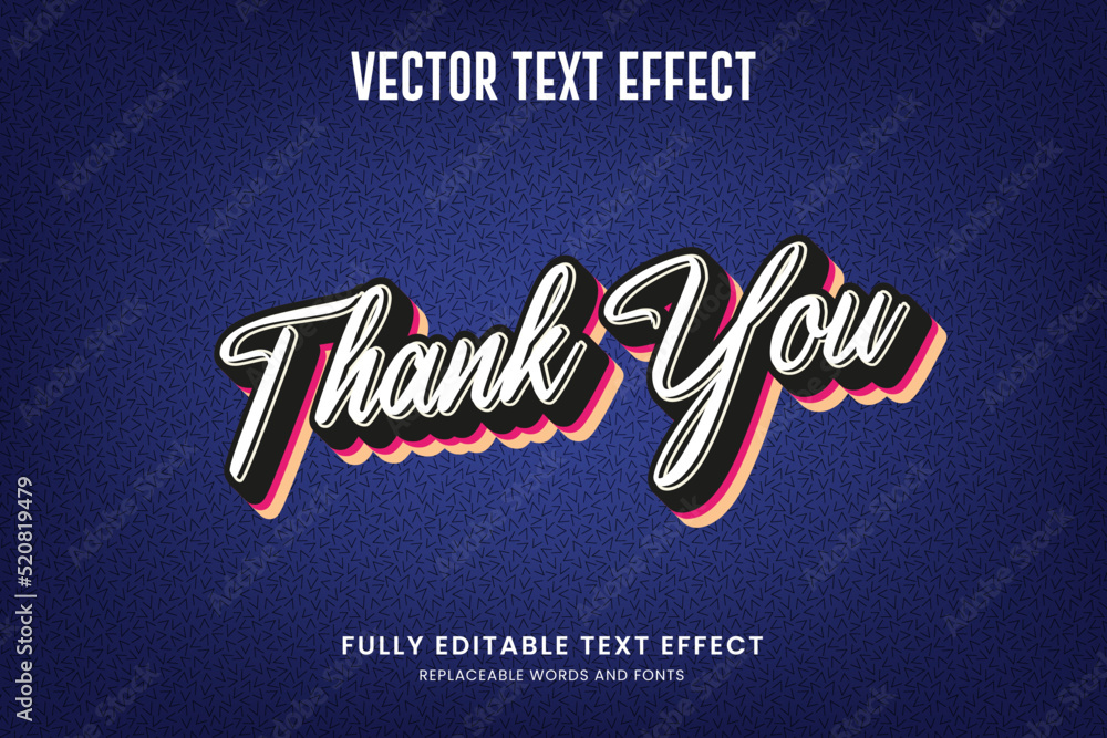 Thank you editable text effect Stock Vector | Adobe Stock