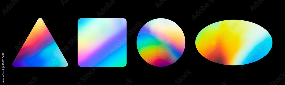 Collection of blank rainbow gradient sticker shapes for design mockups ...