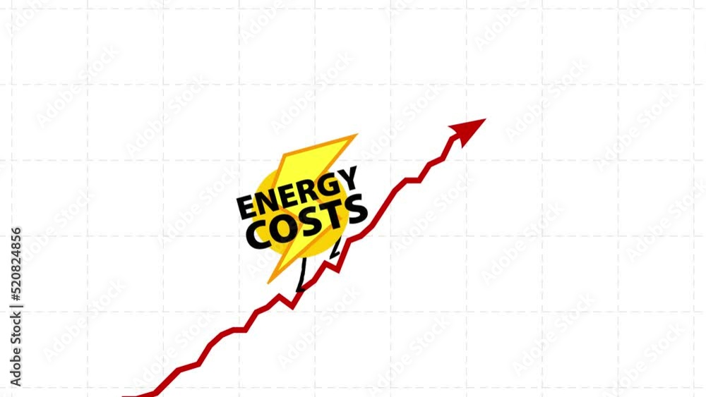 Energy costs rate still goes up seamless loop. Walking up energy ...