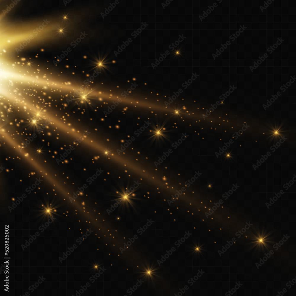 Gold sparks glitter special light effect. Vector sparkles on ...