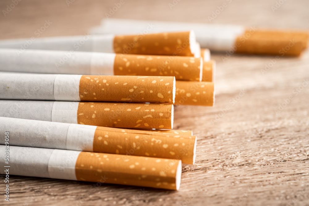 Cigarette, tobacco in roll paper with filter tube, No smoking concept ...