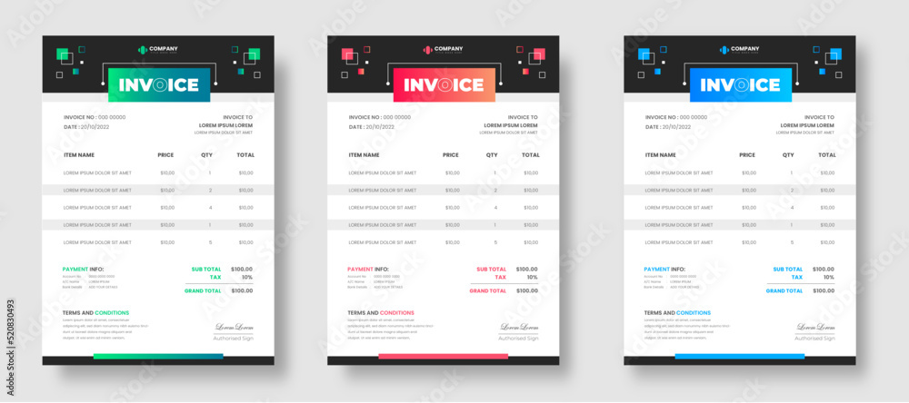 corporate modern minimal Business invoice form template. Invoicing ...