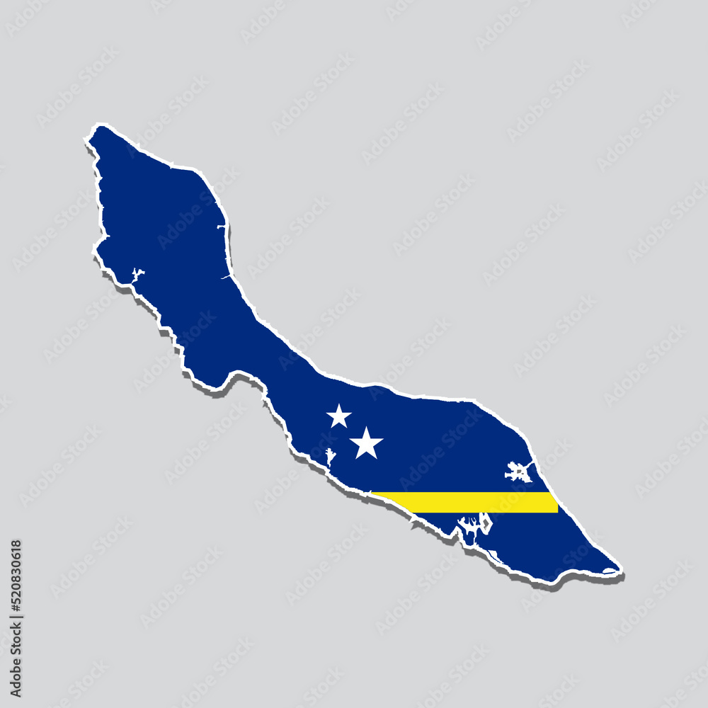 Flag of Curacao in the shape of the country's map Stock Illustration ...